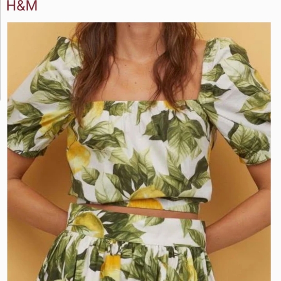H&M | Tops | Hm Tropical Print Crop Top | Poshmark